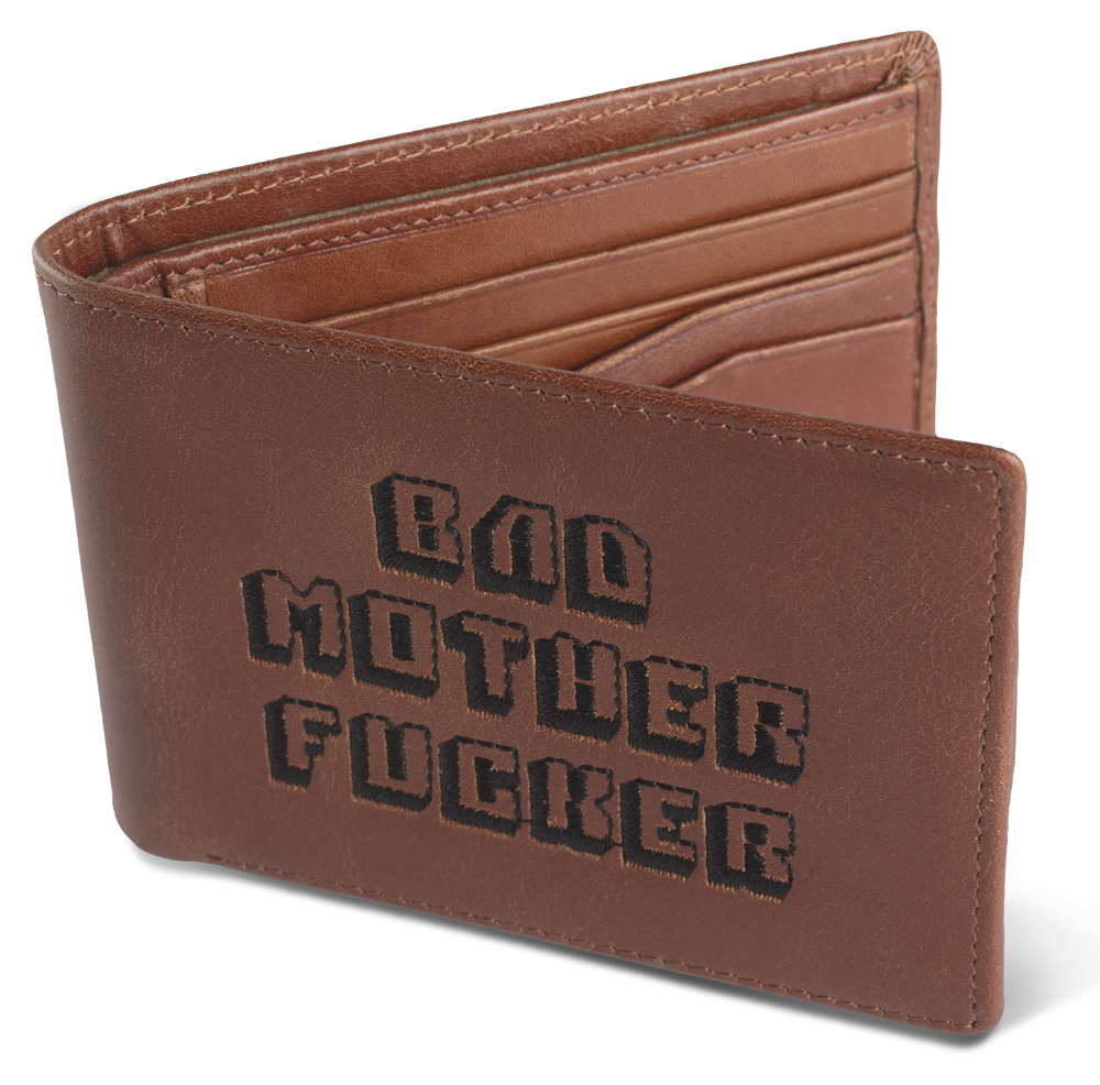 Premium Brown Embroidered Bad Mother Fu Er Leather Wallet As In Pulp